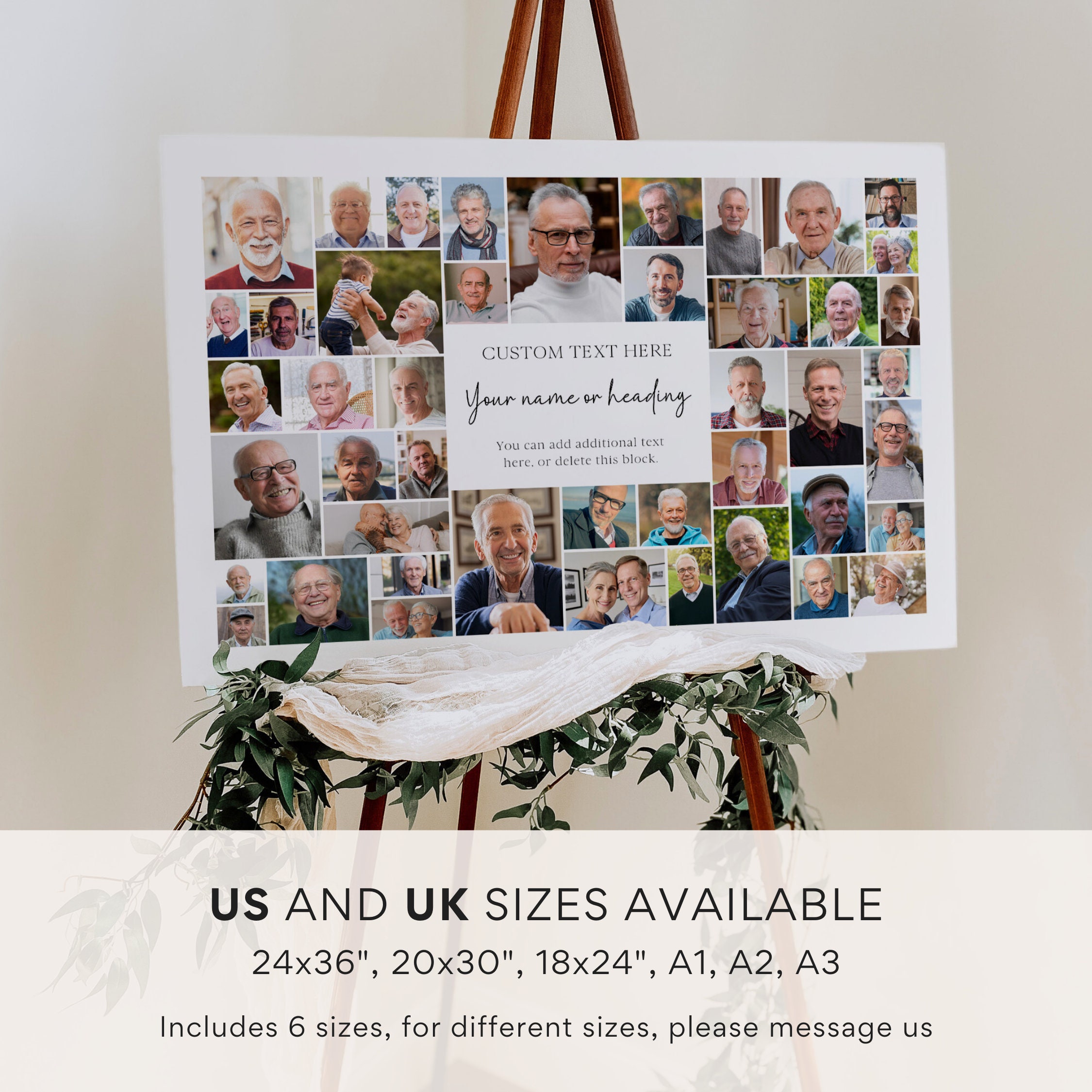 Minimal Photo Collage Board, Picture Montage for 45 Images, Poster Size ...