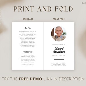 Basic Funeral Program Template Simple Memorial Service - Etsy