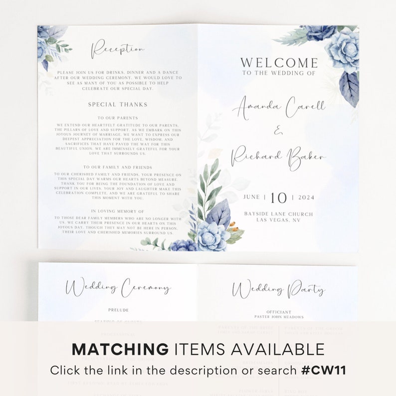 Blue Wedding Sign Template, Dusty Signage for Bride and Groom, Welcome ...