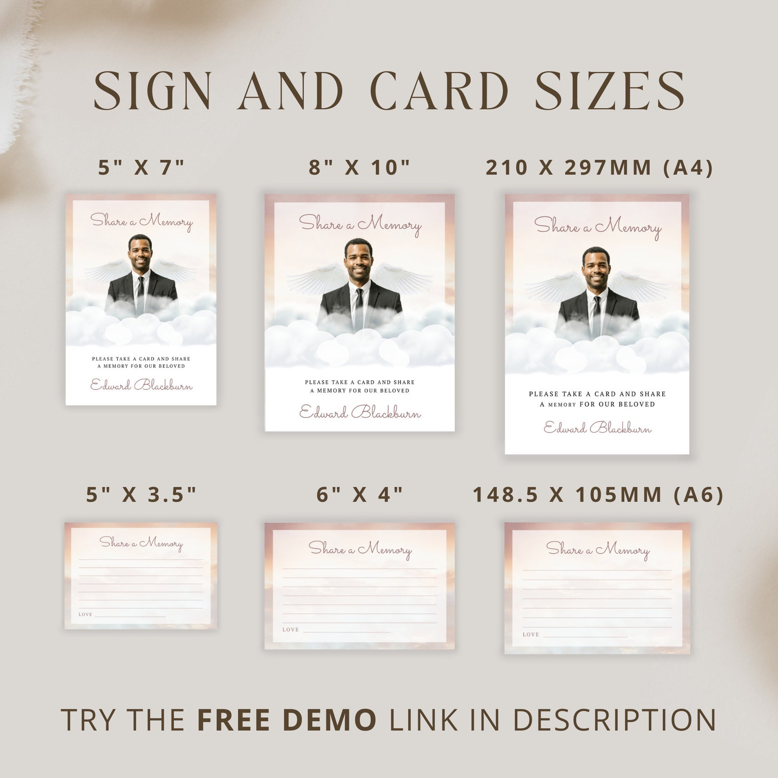 Editable Memory Table Sign for Funeral, Share A Memory Cards, Printable ...