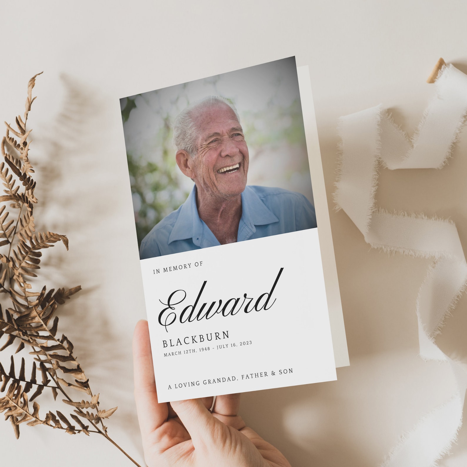 Masculine Funeral Program Template, Order of Service Booklet, Memorial ...