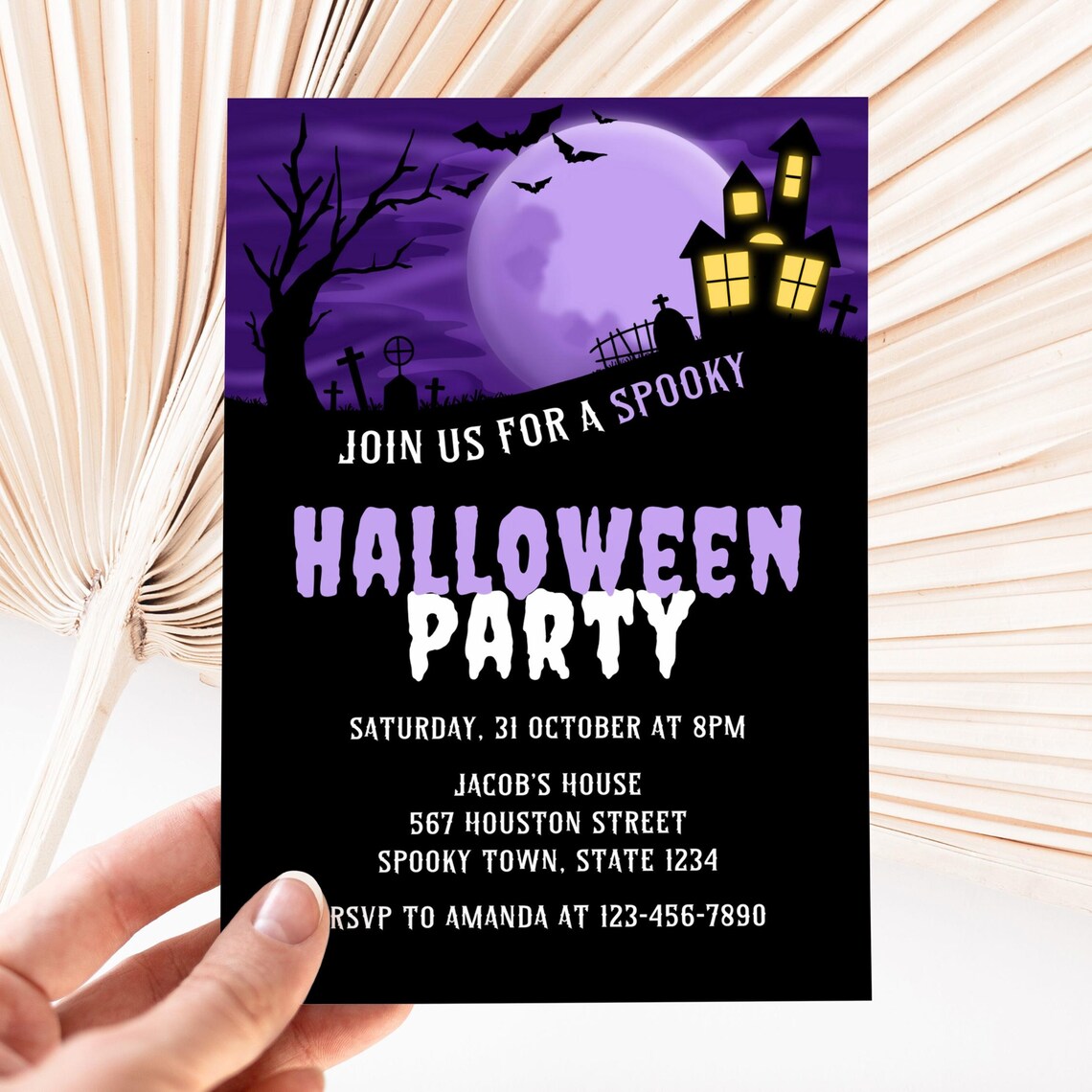 Editable Spooky Halloween Invitation, Haunted House Party, Adults ...