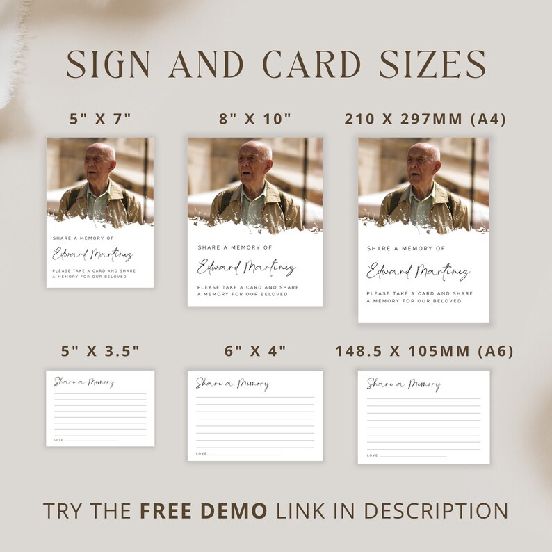 Share A Memory Funeral Sign and Card, Celebration of Life Printable ...