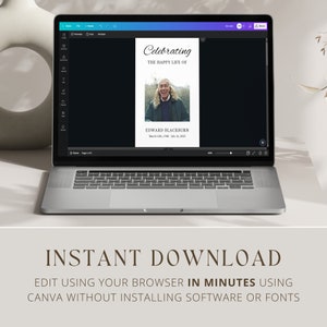 Minimalist Funeral Program, Modern Memorial Program Template, Editable ...
