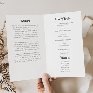 Basic Funeral Program Template Simple Memorial Service - Etsy