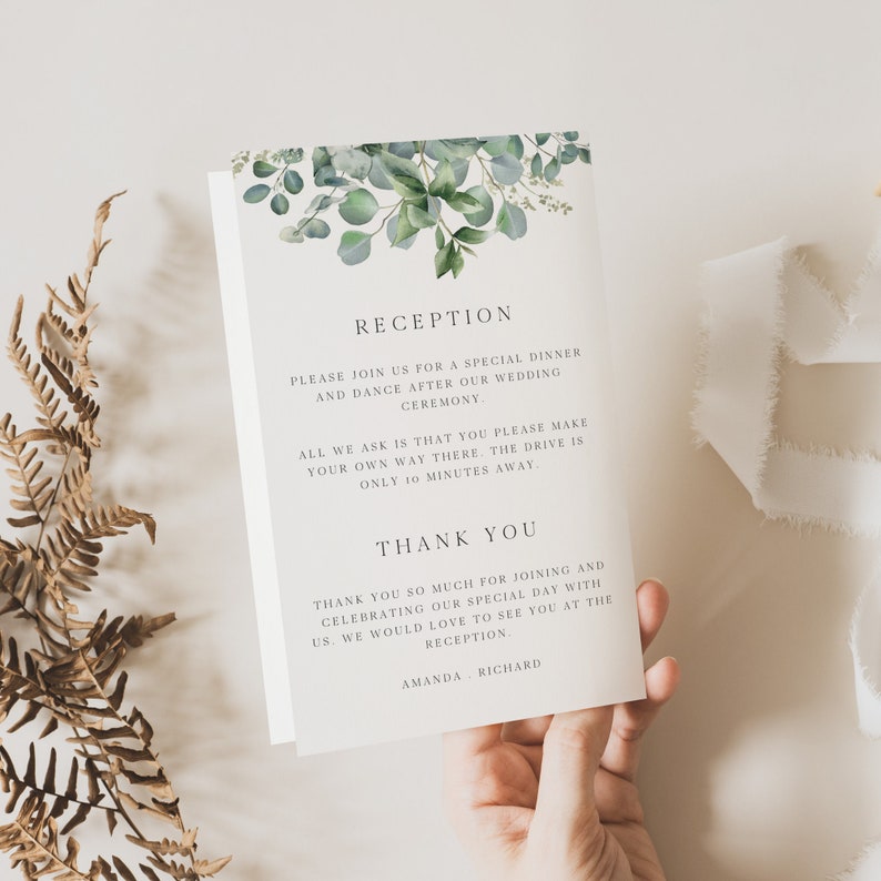 Eucalyptus Wedding Program Template, Floral Order of Service Booklet ...