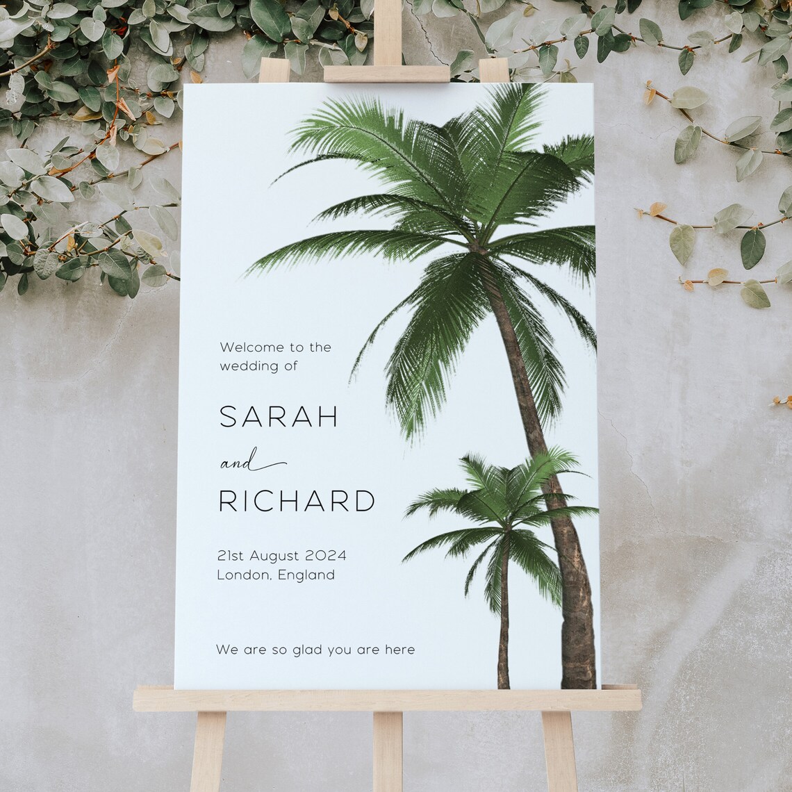 Tropical Wedding Welcome Sign, Palm Tree Ceremony Poster, Beach ...
