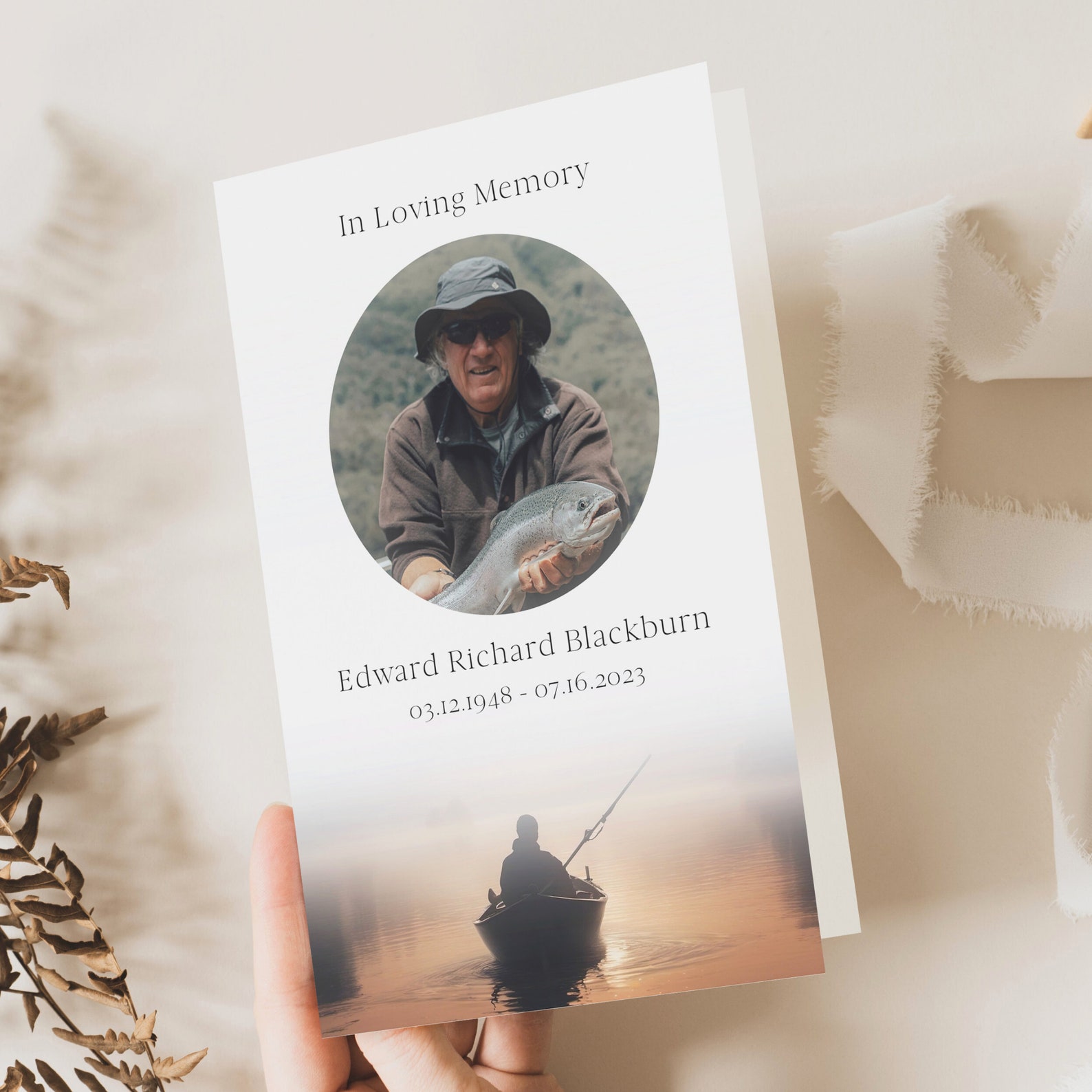 Fishing Funeral Program Template for Man, Anglers Memorial Service ...