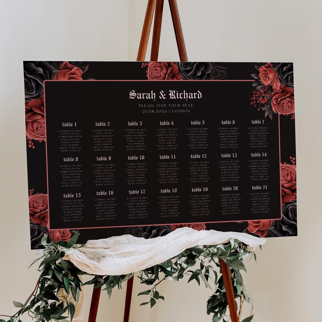 Medieval Wedding Seating Chart Template, Gothic Arrangement Board ...