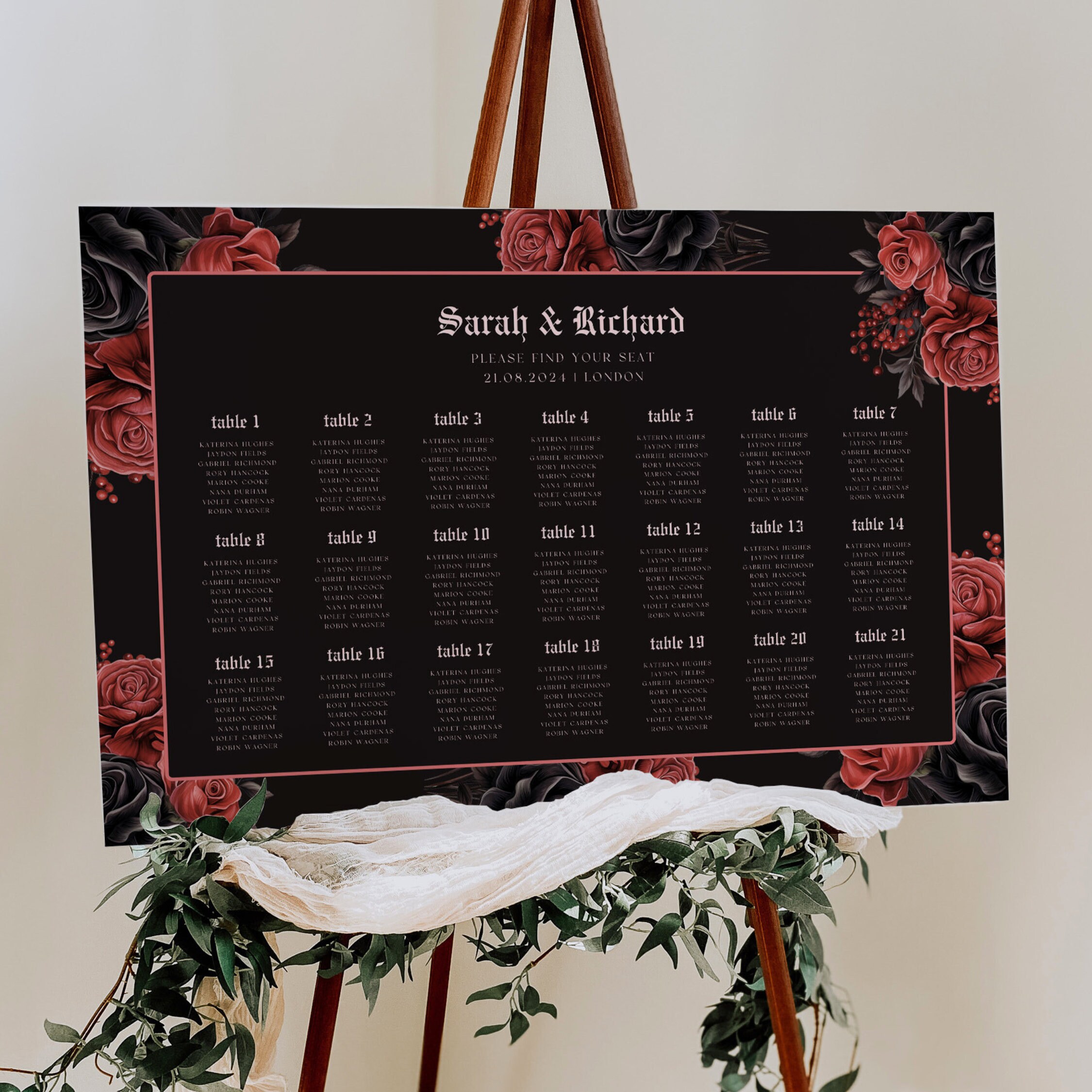 Medieval Wedding Seating Chart Template, Gothic Arrangement Board ...