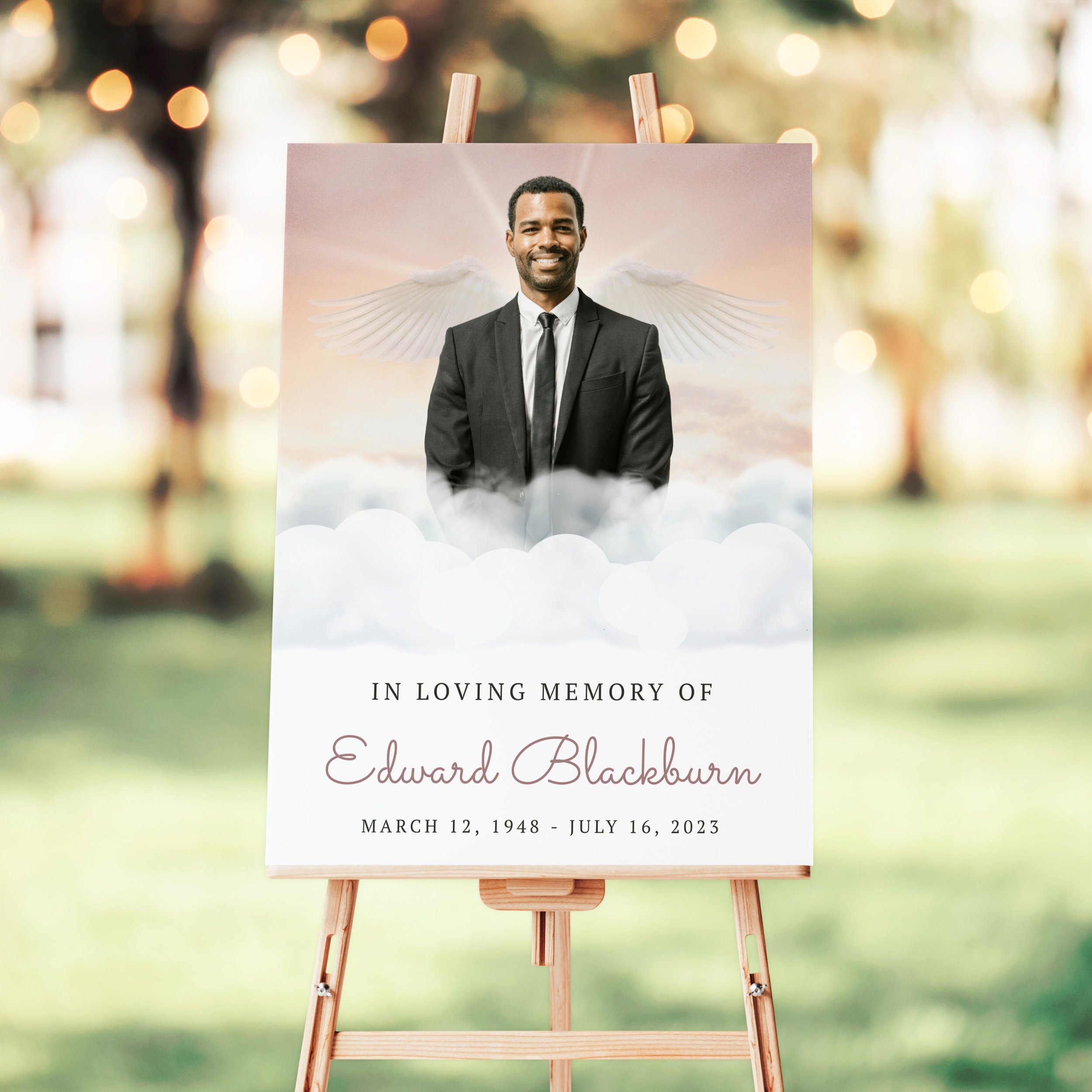 Editable in Loving Memory Sign Large Funeral Poster Cloudy - Etsy