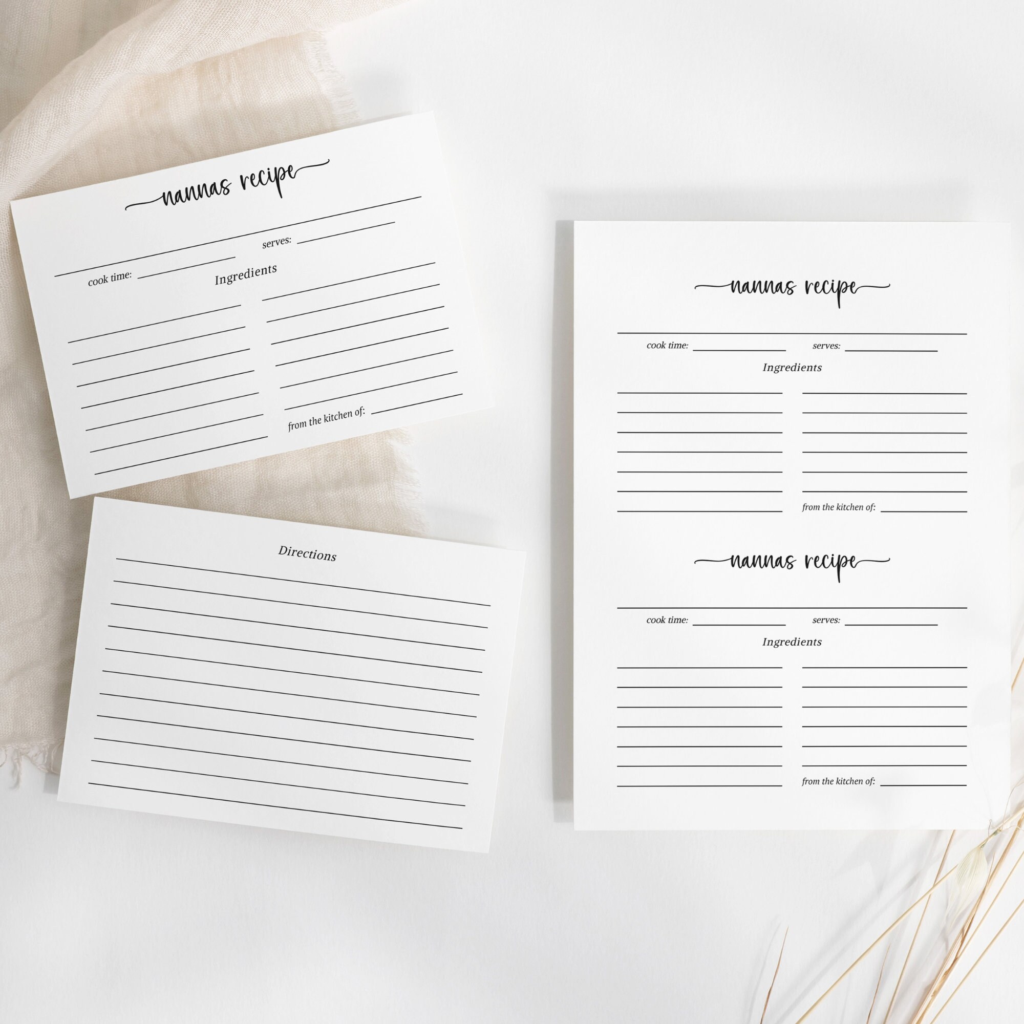 Printable Recipe Cards for Kitchen, Nannas Recipe, Cookbooks ...