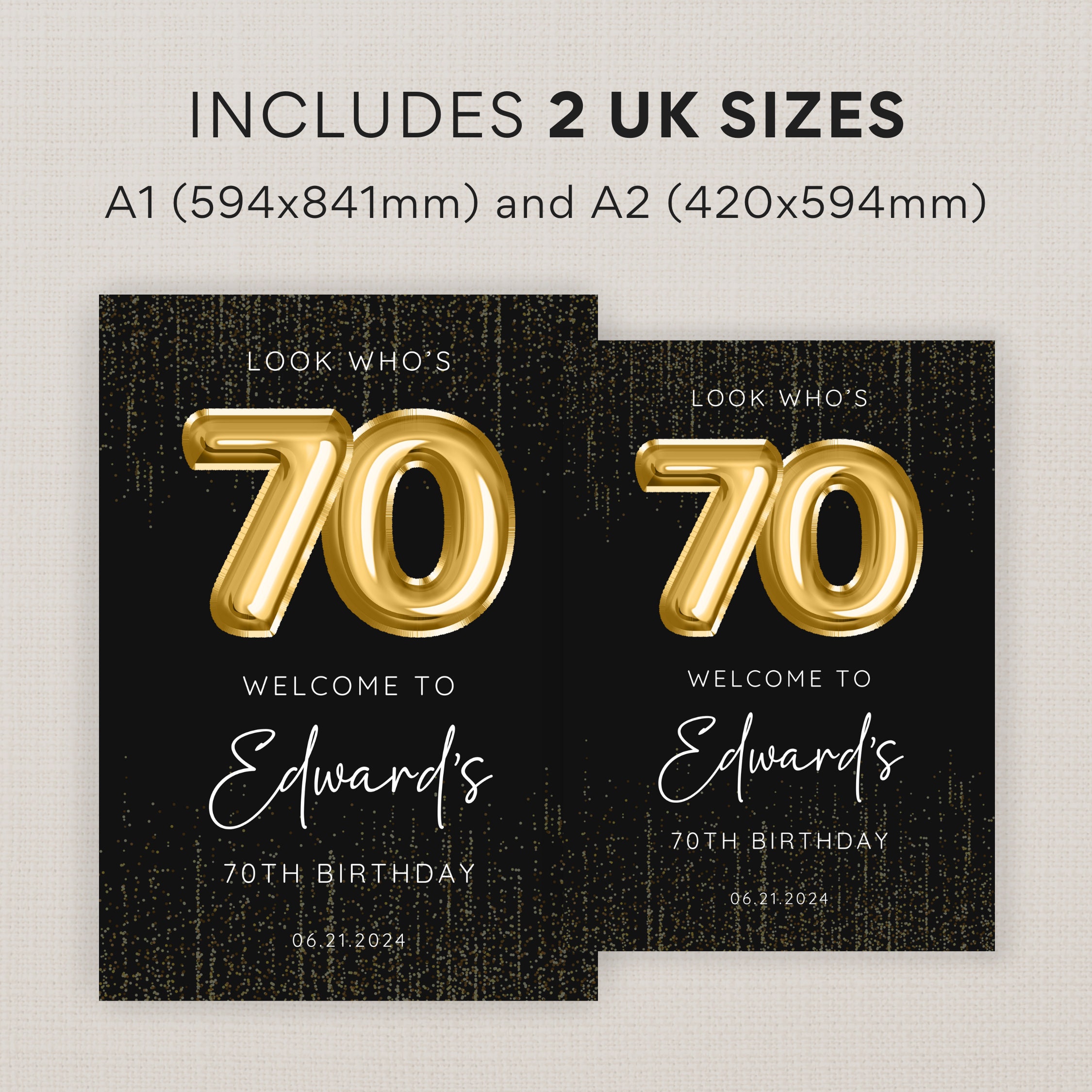 Gold Balloon 70th Photo Collage Sign, Sparkly Wall Art, Gift for ...