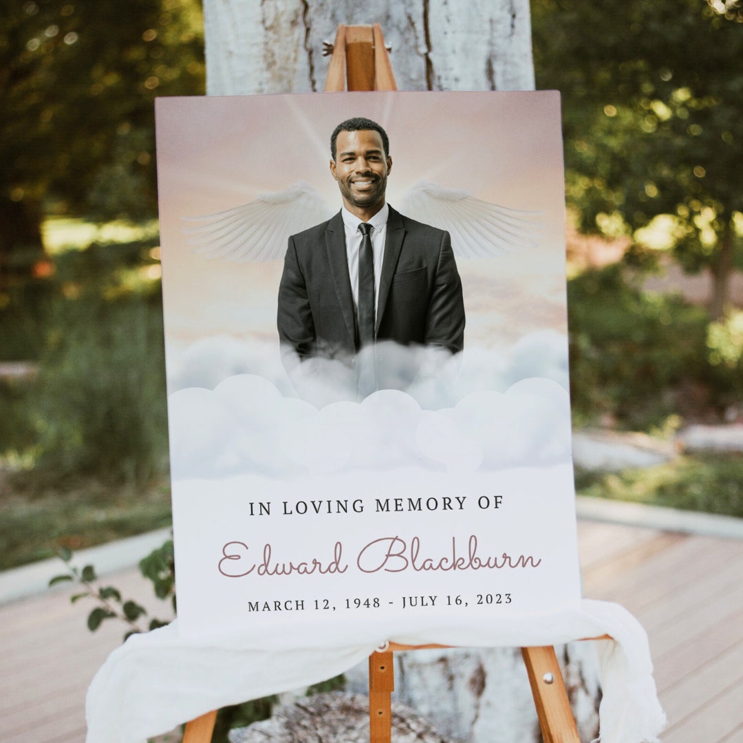 Editable in Loving Memory Sign, Large Funeral Poster, Cloudy Sky ...