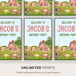 Farm Birthday Poster for Kids, Barn Animals Welcome Sign Template ...
