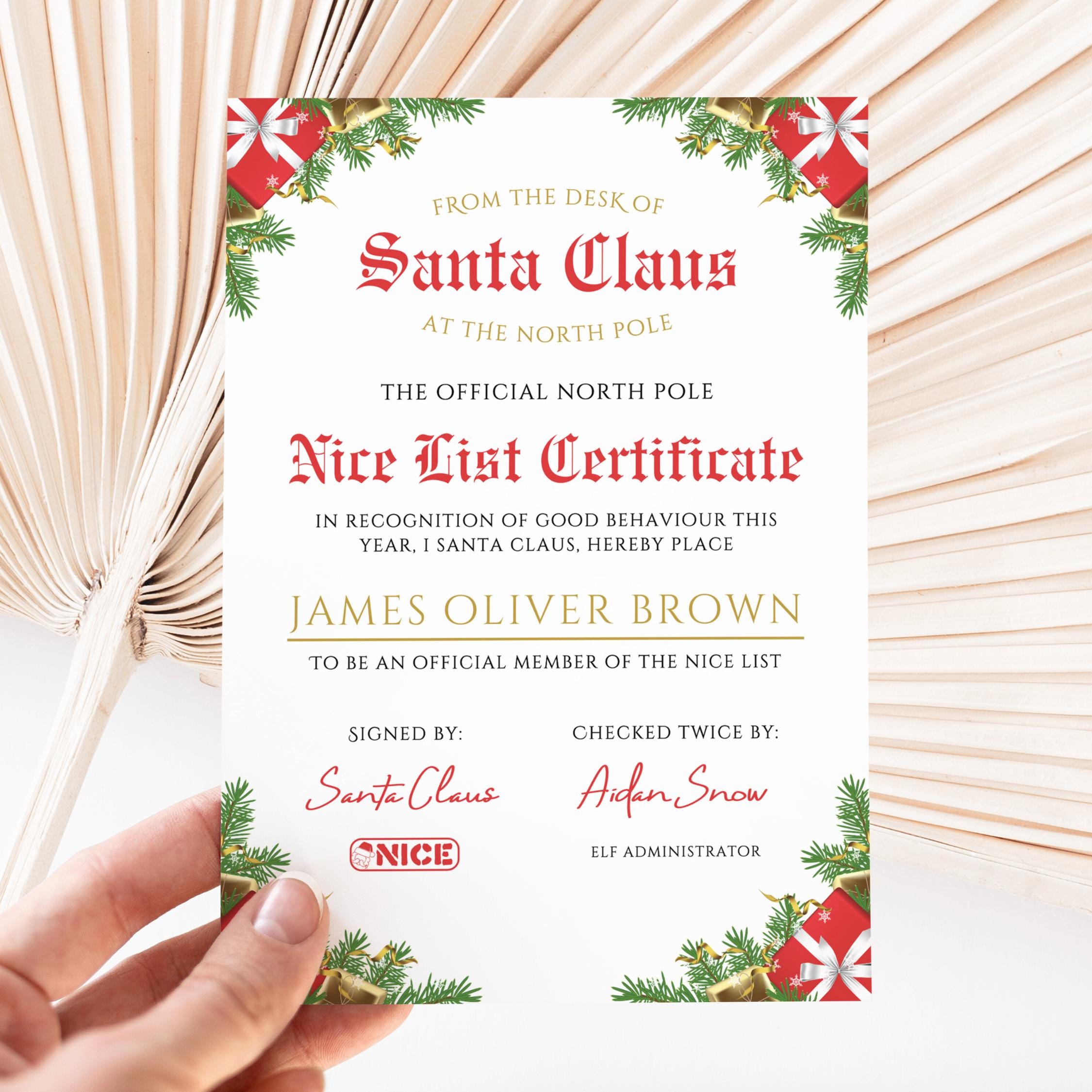 Santa Letter and Nice List Certificate, Editable Canva Template ...