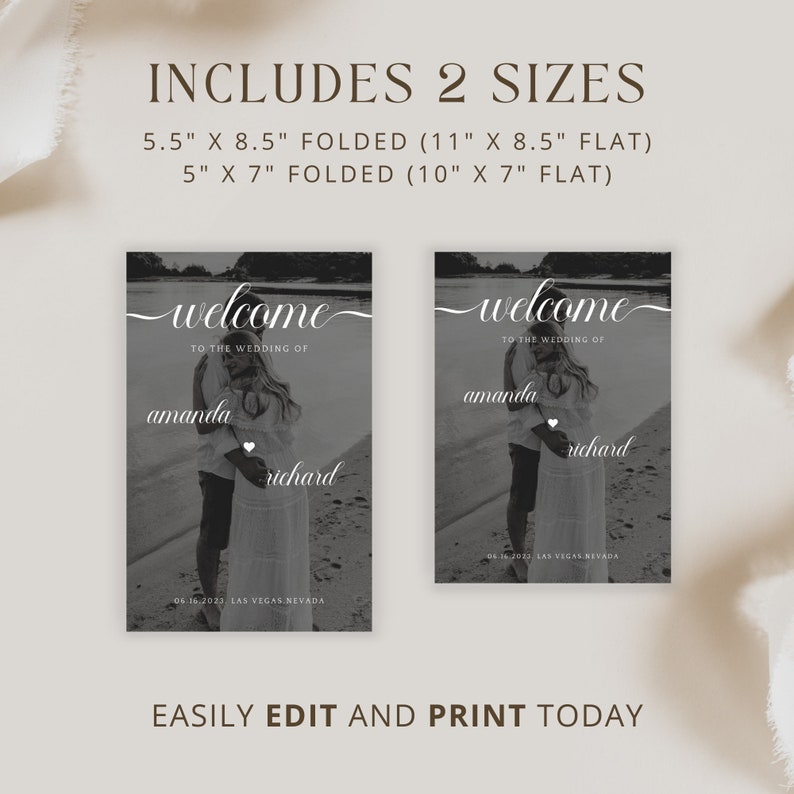Modern Wedding Programs, Minimalist Program Template, Order of Service ...