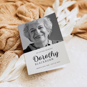 Minimal Funeral Program Template Memorial Service Booklet in - Etsy