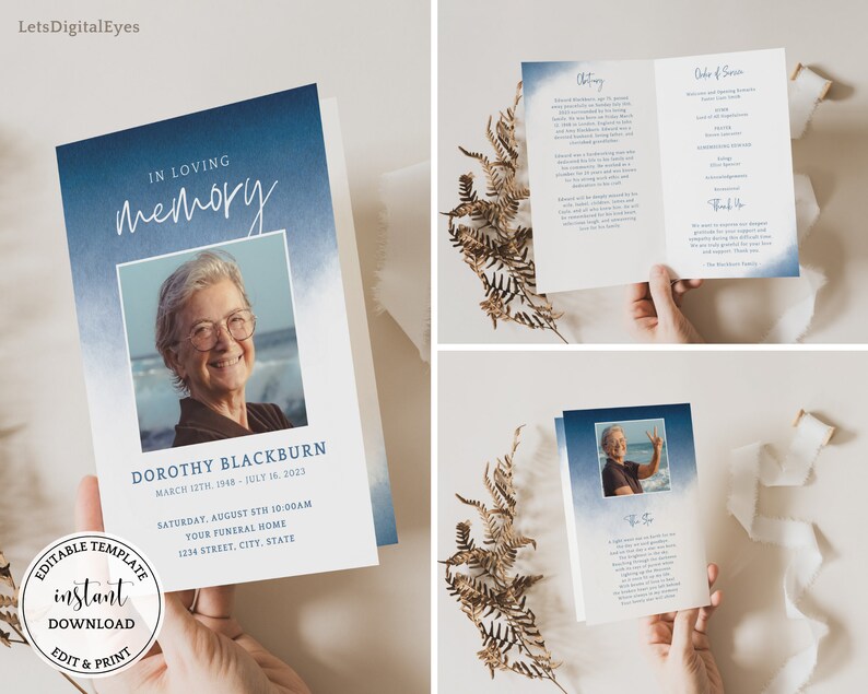 Editable Funeral Program Template Beach Funeral Service - Etsy UK