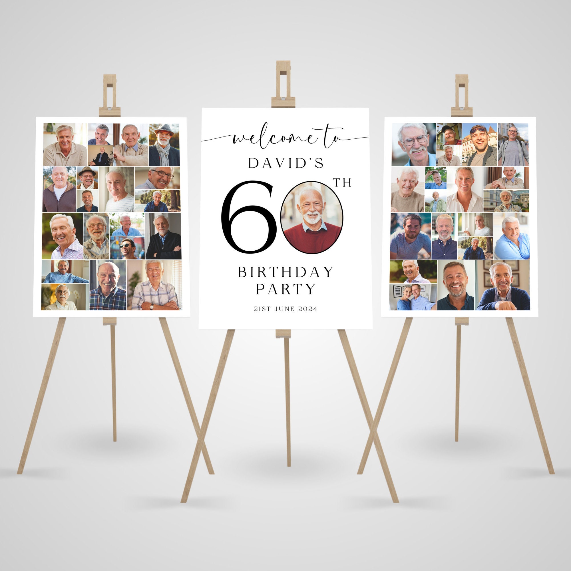 60th Birthday Photo Collage Template, Welcome Poster, Custom Picture ...
