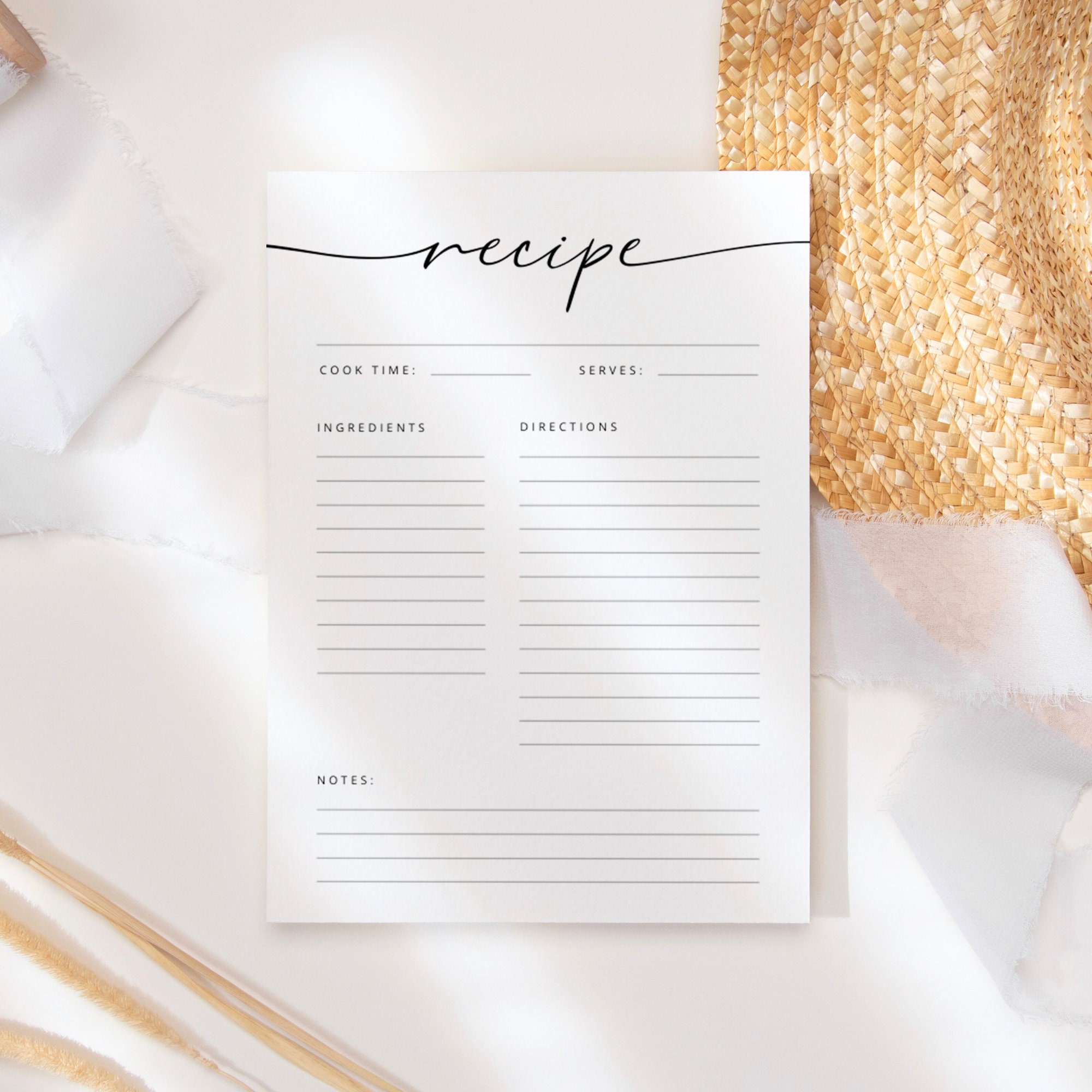 Personalized Recipe Template Simple Editable Recipe Cards - Etsy