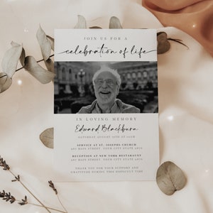 Minimal Funeral Invite in Loving Memory Obituary Template Invitation ...