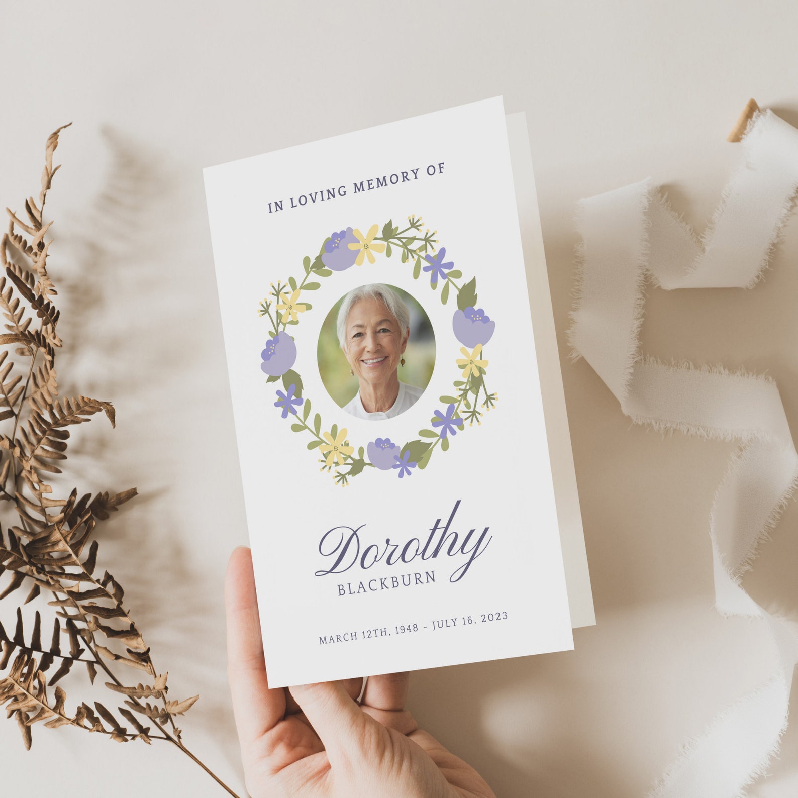 Floral Funeral Program Template for Woman, Funeral Service Booklet ...