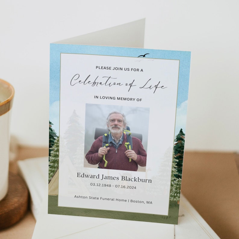 Hiking Funeral Program Template, Editable Celebration of Life, Order of ...
