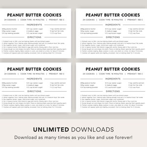 Dessert Recipe Cards Template, Foodie Gift Idea for Her, Minimal ...