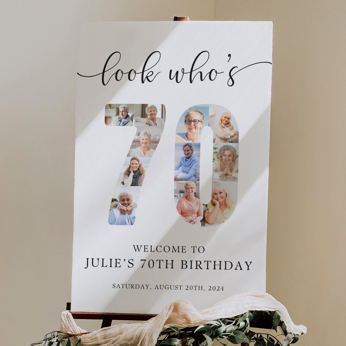 Minimalist 70th Birthday Collage Poster, Look Who's Turning Seventy ...