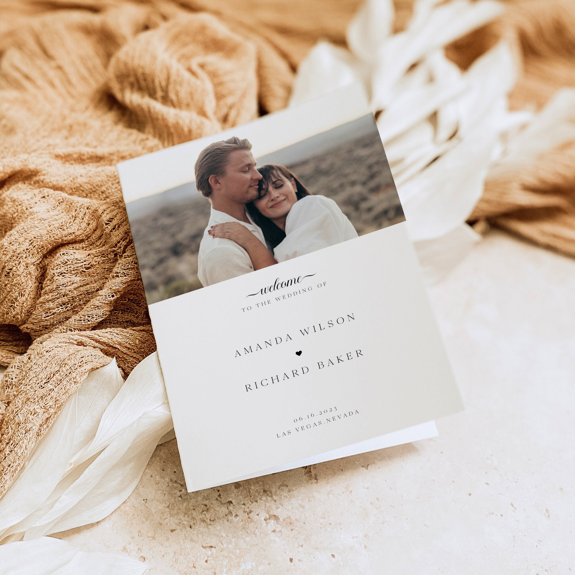 Photo Wedding Program Template Elegant Minimalist Wedding Schedule ...