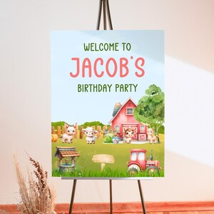 Farm Birthday Poster for Kids, Barn Animals Welcome Sign Template ...