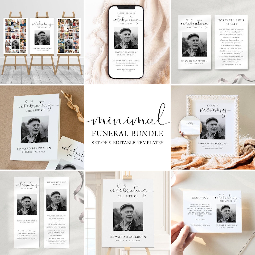 Memorial Service Bundle, Funeral Obituary Template, Celebration of Life ...