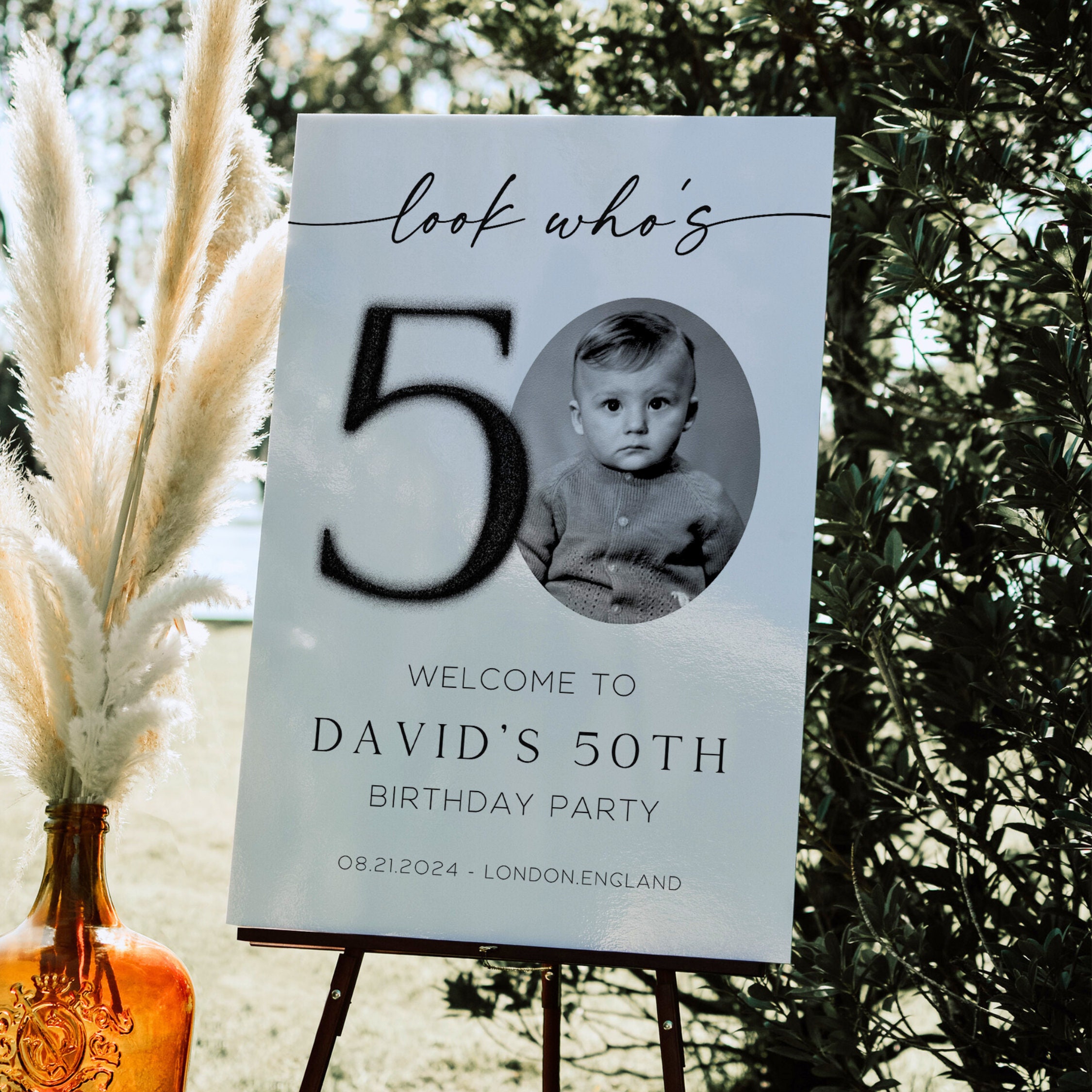 50th Birthday Welcome Sign for Man, Look Who's 50 Poster, Male Birthday ...