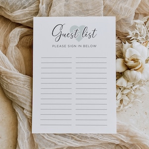 Wedding Guest List Template, Guest Book Alternative, Please Sign Your ...