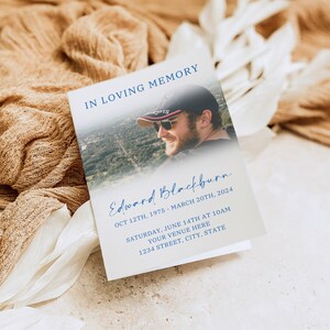 Unique Funeral Program Template for Man, Memorial Service Brochure ...