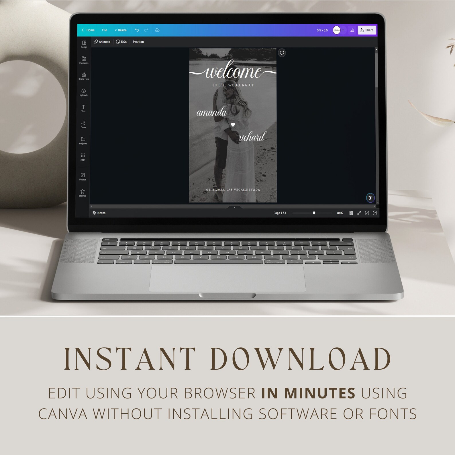 Modern Wedding Programs, Minimalist Program Template, Order of Service ...