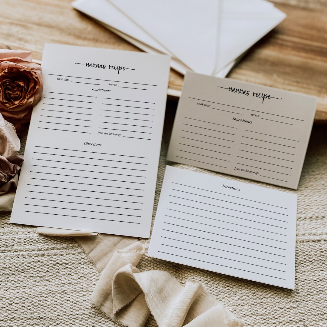 Printable Recipe Cards for Kitchen, Nannas Recipe, Cookbooks ...