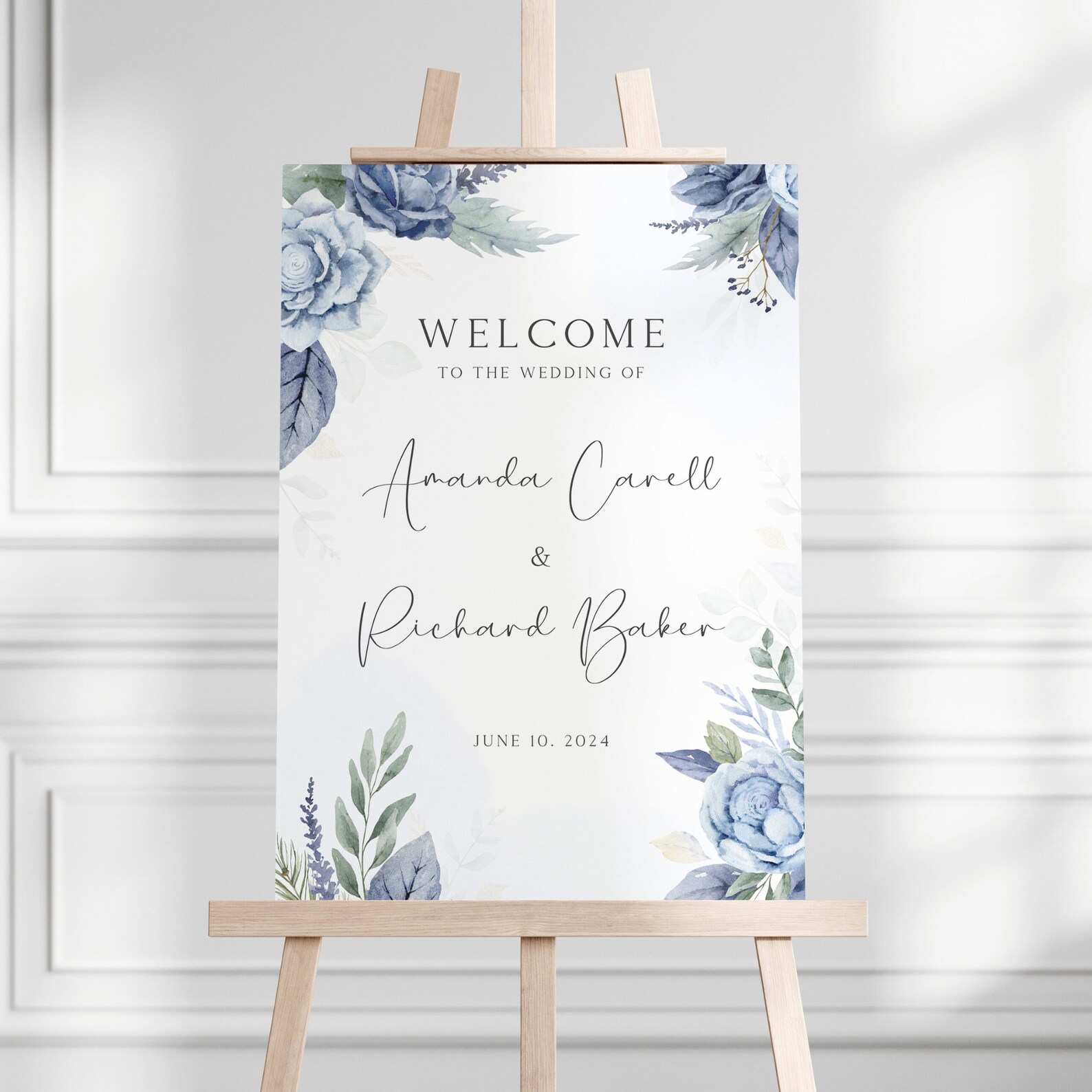 Blue Wedding Sign Template, Dusty Signage for Bride and Groom, Welcome ...