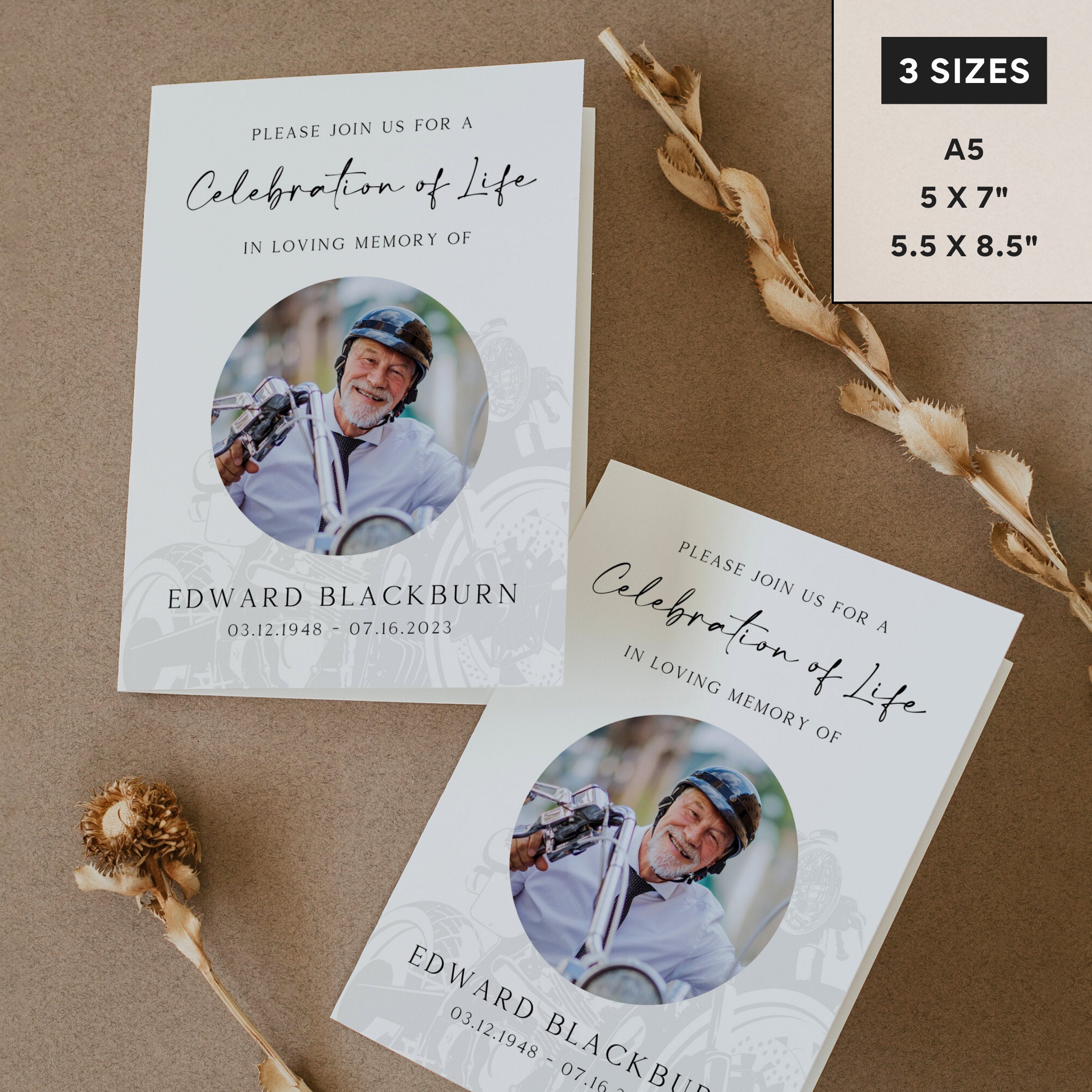 Motorcycle Funeral Program Template for Man, Folded Celebration of Life ... Motorcycle Funeral Program Template for Man, Folded Celebration of Life ...