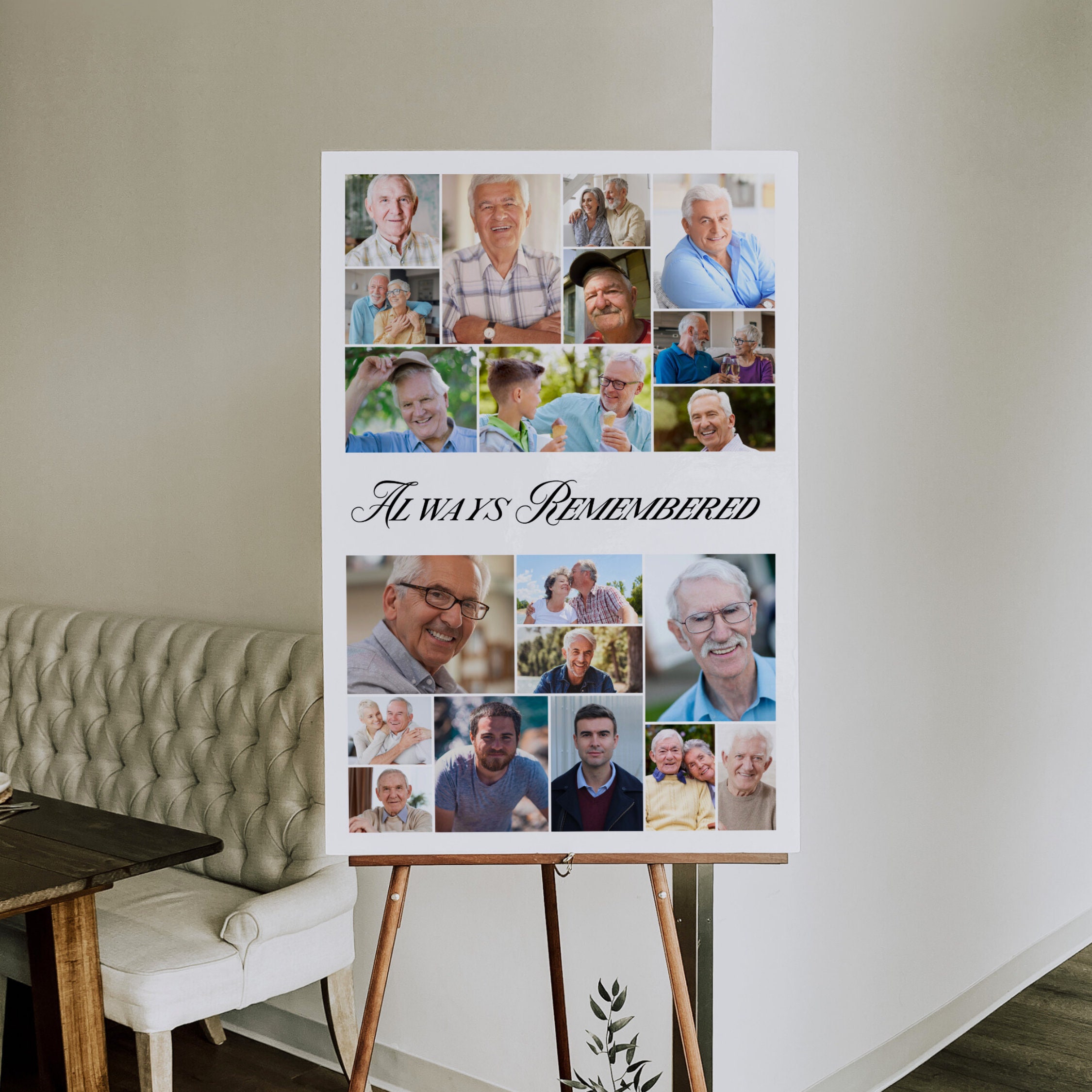 Minimal Funeral Collage Board With 40 Photos, Memorial Poster Montage ...
