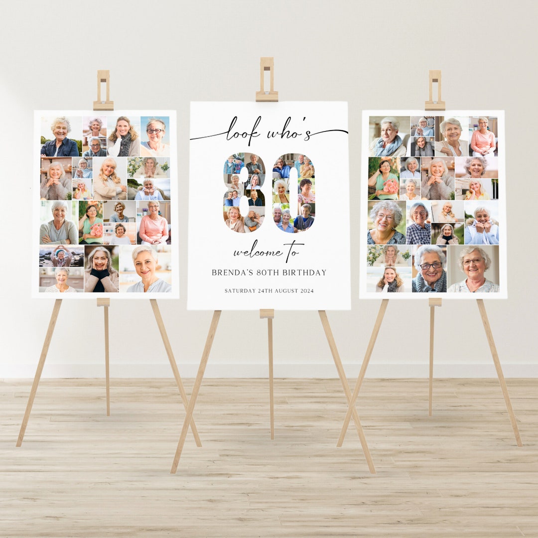 80th Birthday Photo Sign Template, Look Who's 80, Customizable Picture ...