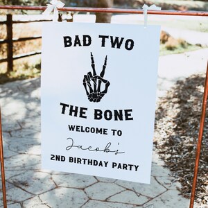 Bad Two the Bone Welcome Sign Template, Editable Boys Birthday Welcome ...