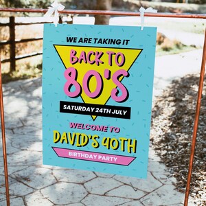 Back to the 80s Party Sign, 80s Birthday Welcome Poster, 80s Theme ...