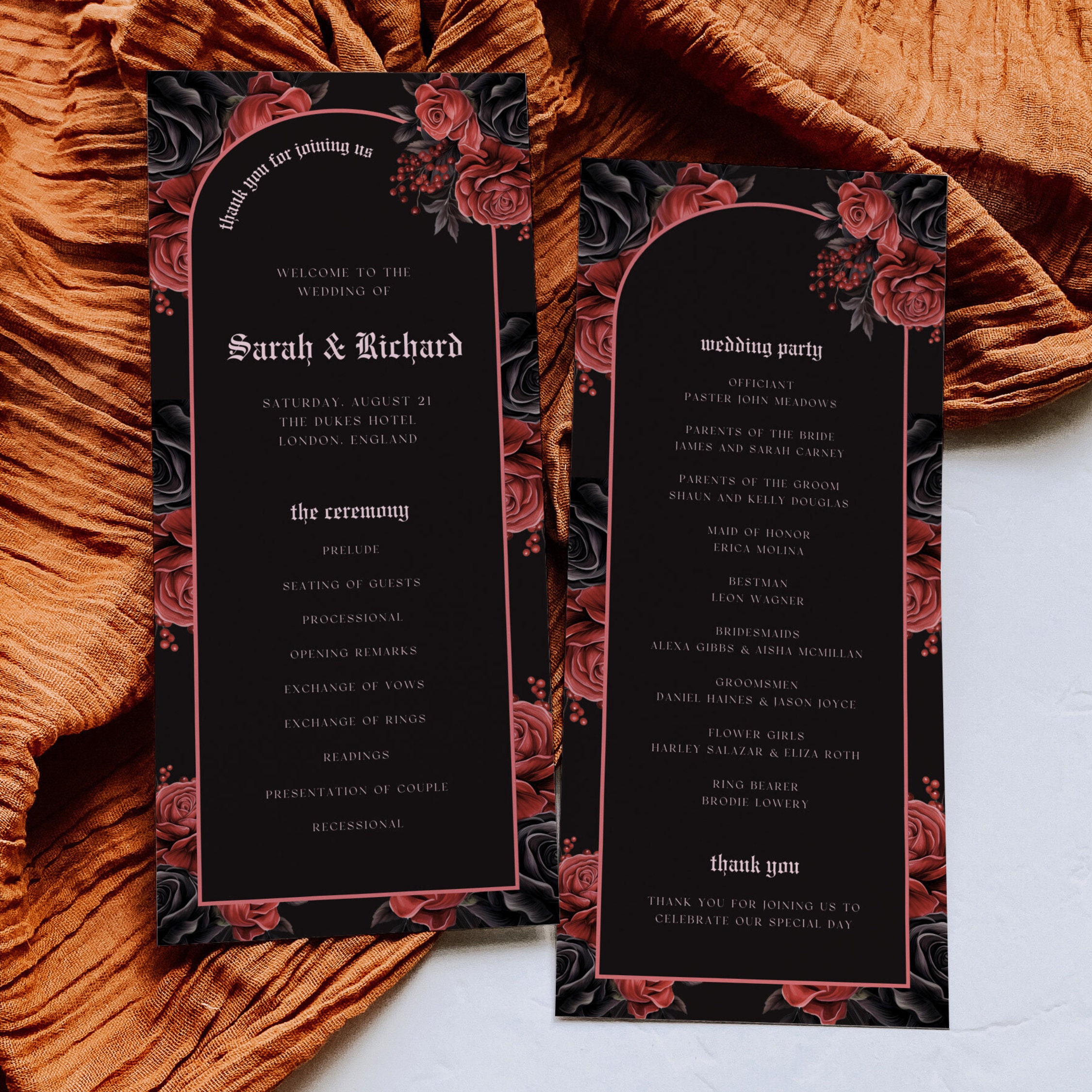 Gothic Wedding Program Template, Victorian Order of Service, Halloween ...