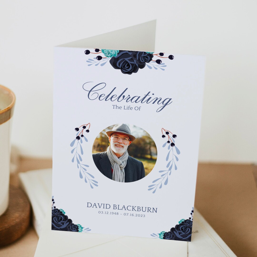 Funeral Program Template for Man, Funeral Pamphlet, Memorial Service ...