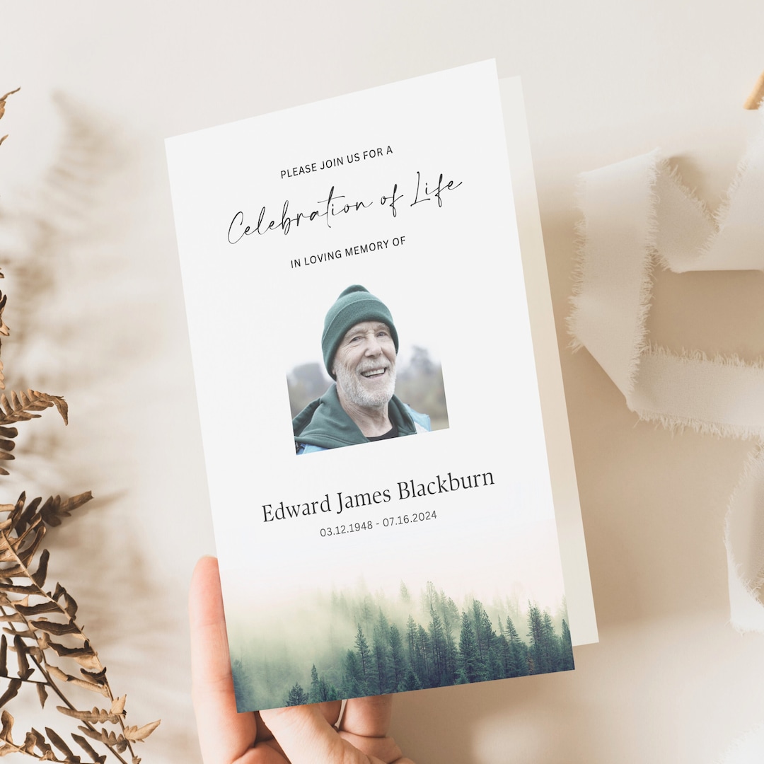 Forest Funeral Program, Outdoor Obituary Template, Printable Order of ...