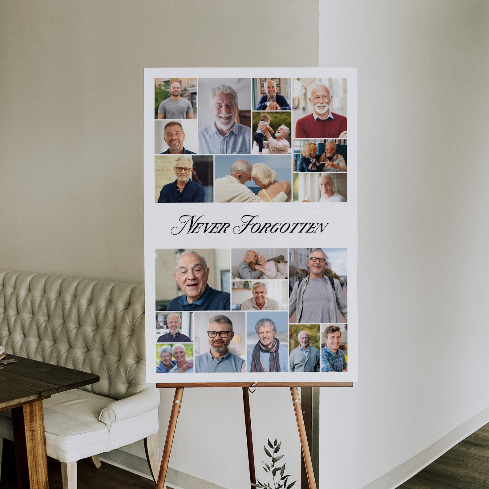 Minimal Funeral Collage Board With 40 Photos, Memorial Poster Montage ...