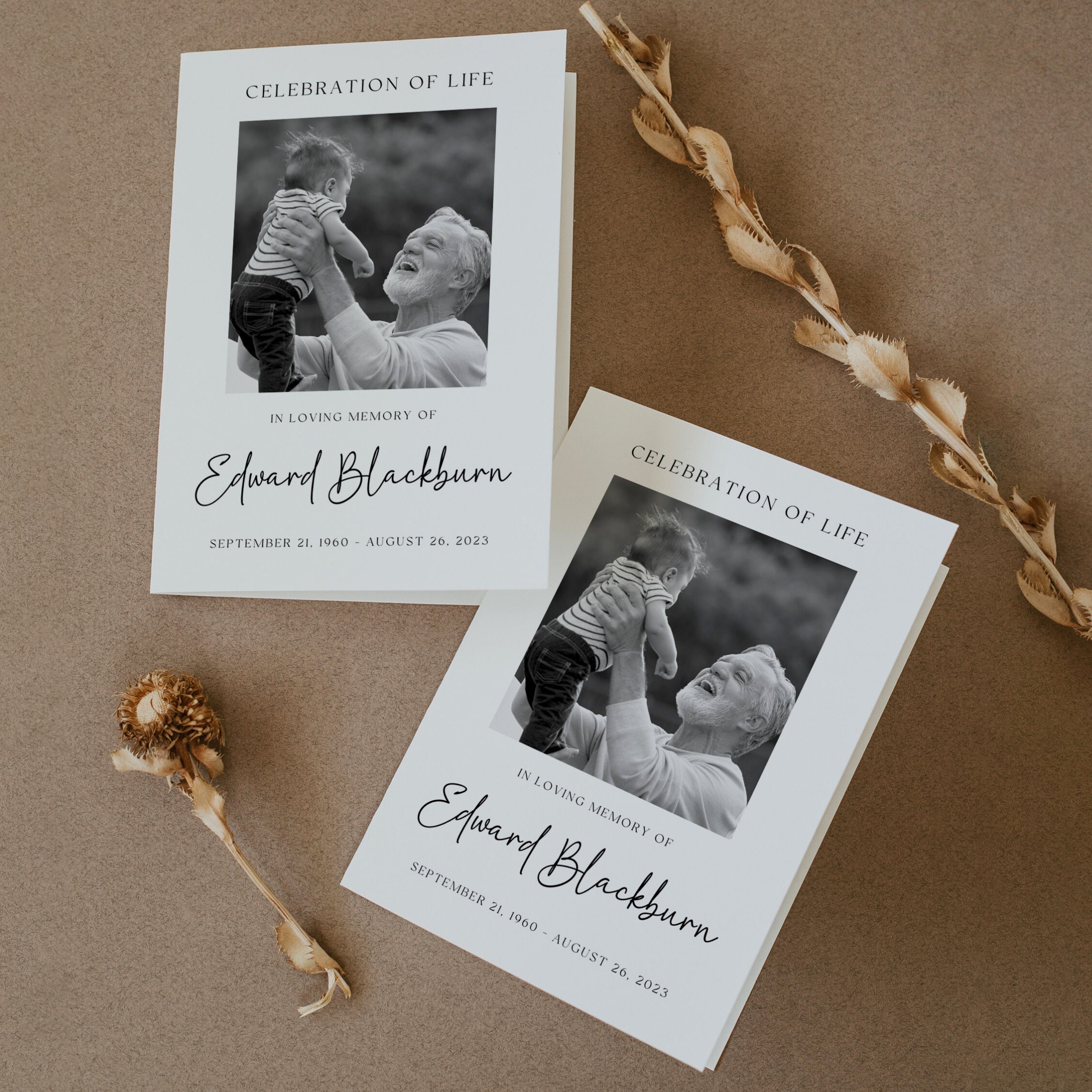 Minimal Obituary Template, Funeral Program for Man, Simple Order of ...