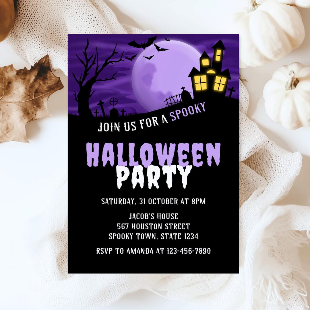 Editable Spooky Halloween Invitation, Haunted House Party, Adults ...